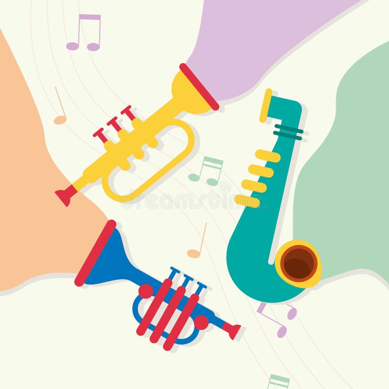 Trumpets and Saxophone Instruments Stock Vector - Illustration of play ...