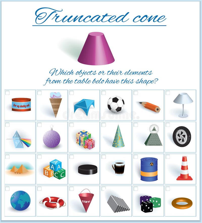 Truncated Cone. Image of Volumetric Geometrical Figure with Examples of ...