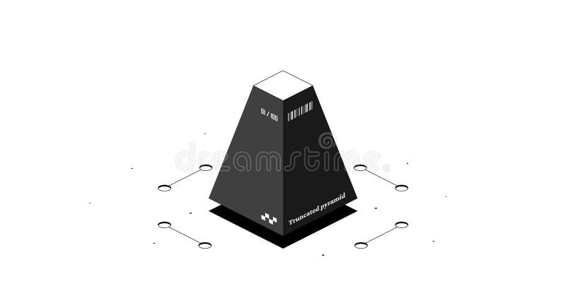 Truncated Pyramid Mathematical Figure. Black and White Isometric 3d ...