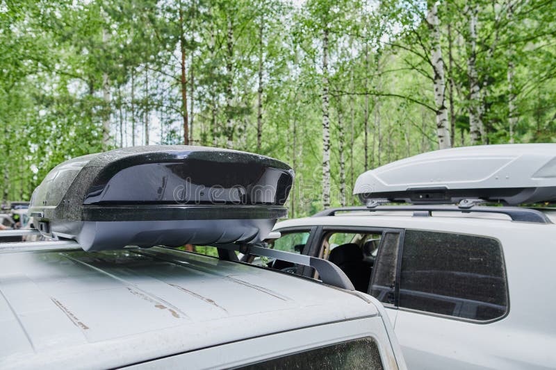 Trunk Box Fixed at Roof Top of the Car. Stock Image - Image of design ...