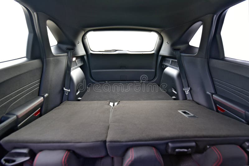 Trunk of Car with Rear Seats Folded, Inside View Stock Photo - Image of ...
