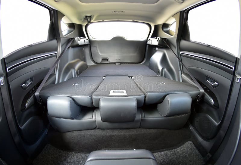 Trunk of Car with Rear Seats Folded, Inside View Stock Photo - Image of ...