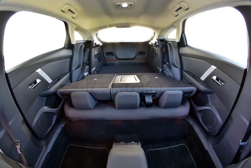 Trunk of Car with Rear Seats Folded, Inside View Stock Photo - Image of ...