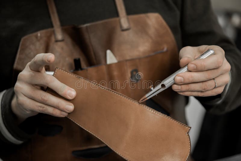 Trunk Maker at Work in His Luxury Leather Workshop Stock Image - Image ...