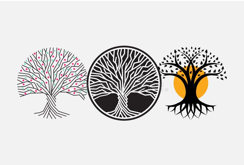 Trunk, Root, and Branches of Tree Vector Round Logo Concept. Forest ...