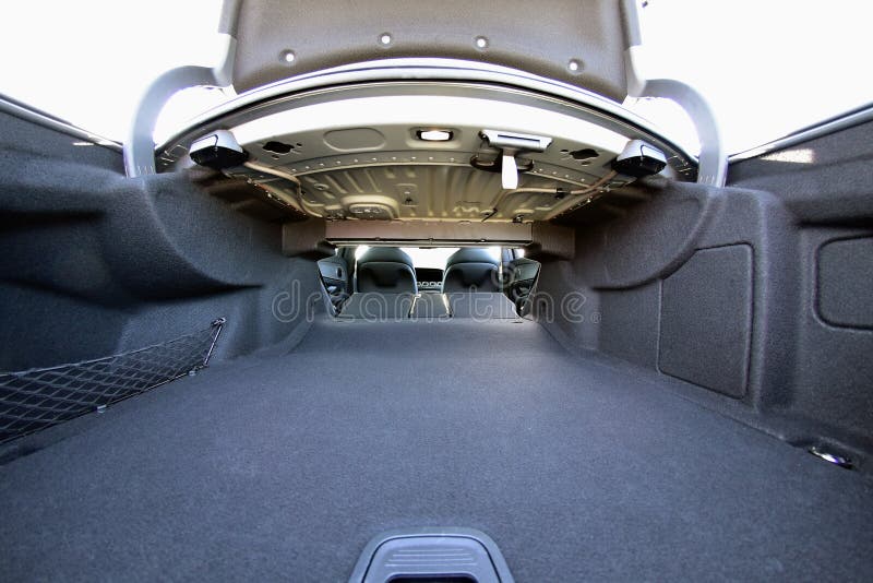 Trunk in a Sedan with Lowered Backrests Stock Photo - Image of auto ...