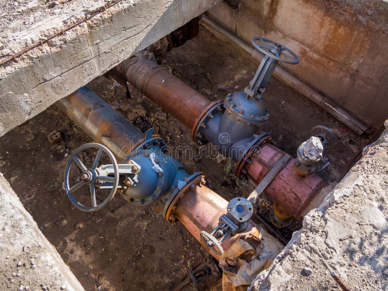 Trunk Valves on the Pipes of Municipal Utilities Stock Photo - Image of ...