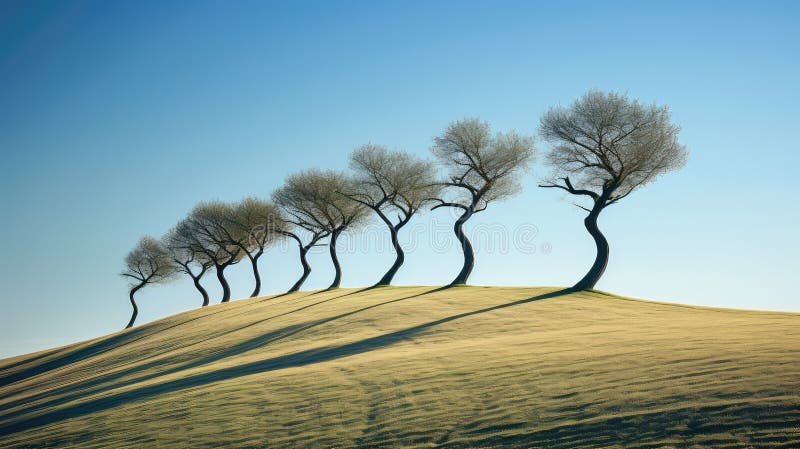 Trunks bending tree stock illustration. Illustration of curvature ...