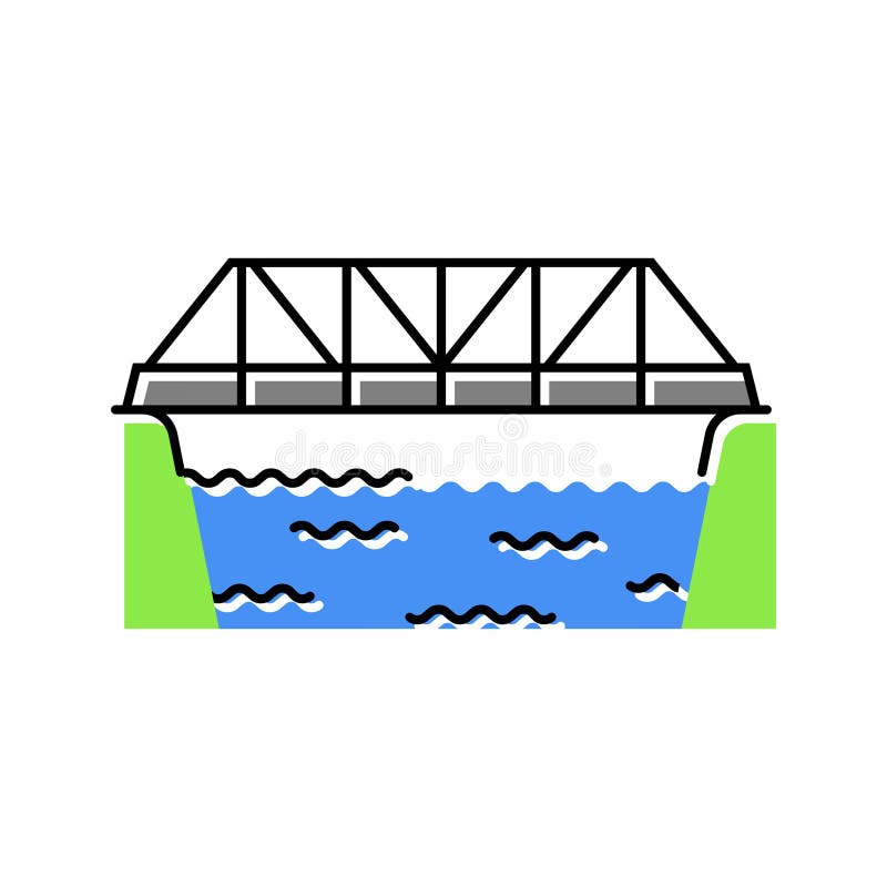 Truss Bridge Color Icon Vector Illustration Stock Illustration ...