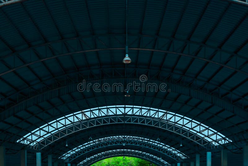 Truss Curved Roof with Skylight Stock Image - Image of iron, forest ...
