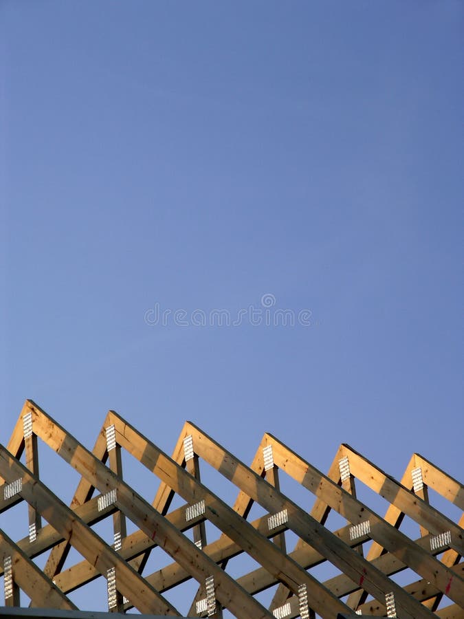 Truss Rafters from New Construction Stock Image - Image of outdoors ...