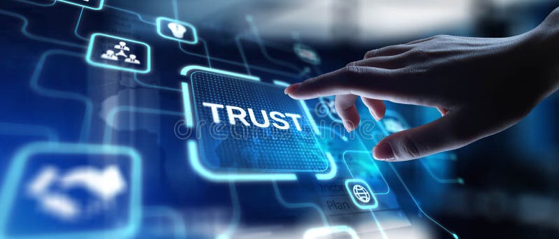 Trust Building Credibility and Strong Relationships, Projection on a Virtual Screen, Business ...