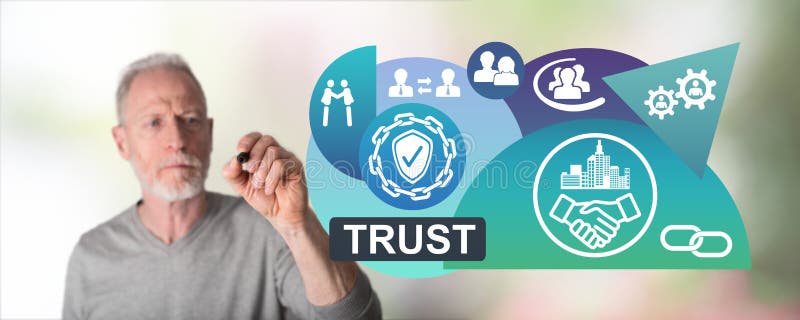 Man drawing trust concept stock image. Image of team - 238681913