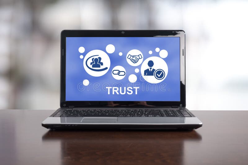 Trust concept on a laptop stock image. Image of laptop - 266978187