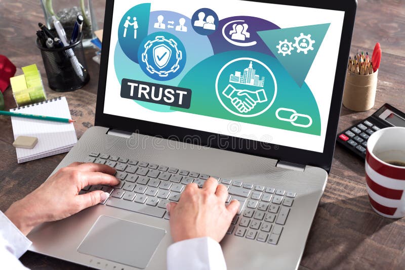 Trust Concept on a Laptop Screen Stock Image - Image of team, trust ...