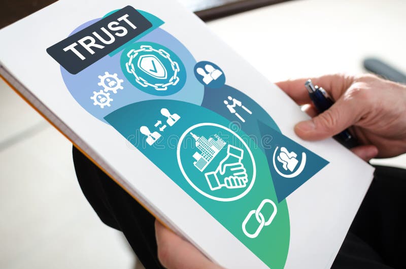 Trust concept on a paper stock image. Image of hold - 264689071