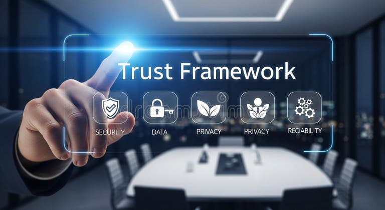 Trust Framework Security Data Privacy Reciability Business Technology Concept for Innovation ...