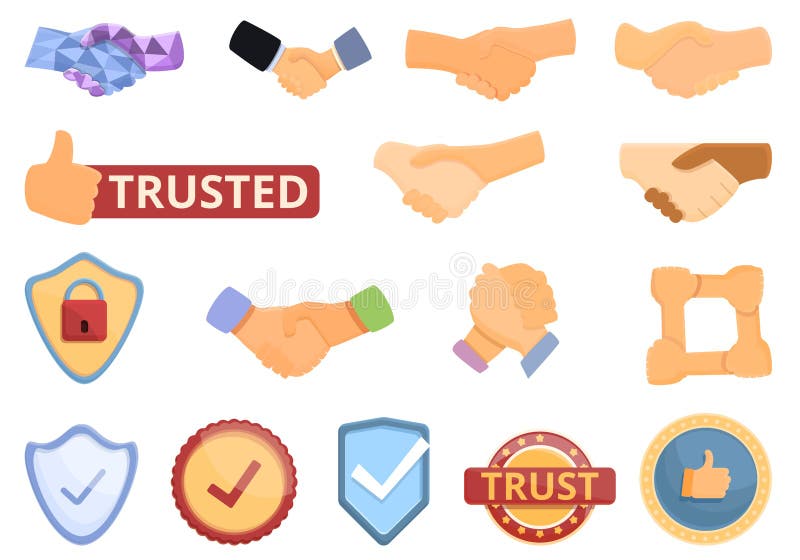 Trust Icons Set Vector Flat Stock Vector - Illustration of mission ...
