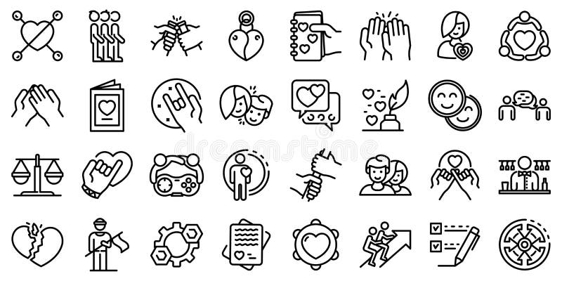 Trust Icons Set, Outline Style Stock Vector - Illustration of partner ...