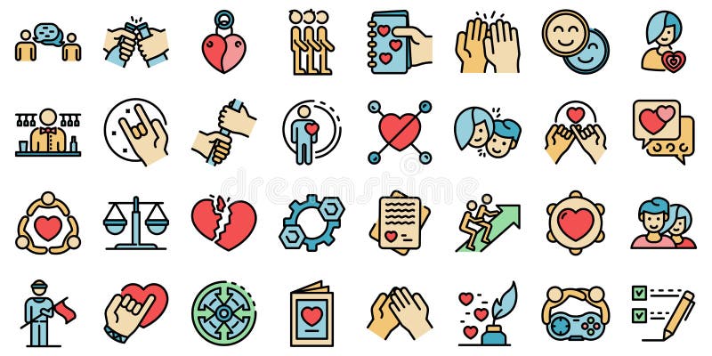 Trust Icons Set Vector Flat Stock Vector - Illustration of mission ...