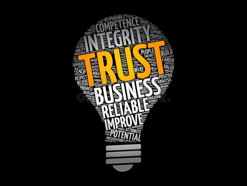 TRUST Light Bulb Word Cloud Collage, Business Concept Background Stock ...
