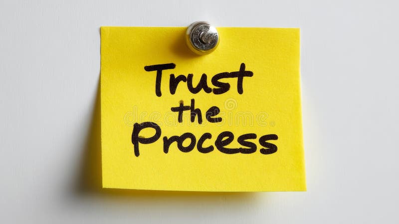 Trust the Process Yellow Sticky Note Concept, Motivation, Isolated on ...