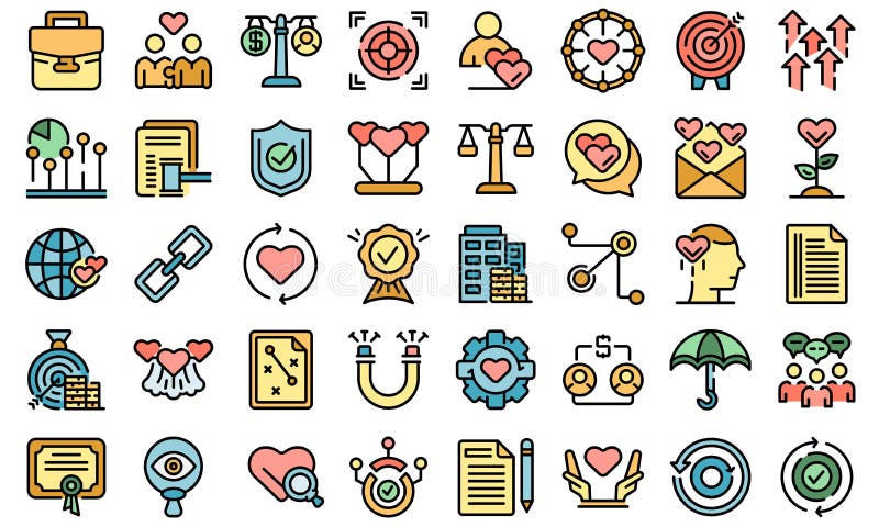 Trust Relationship Icons Set Line Color Vector Stock Vector ...