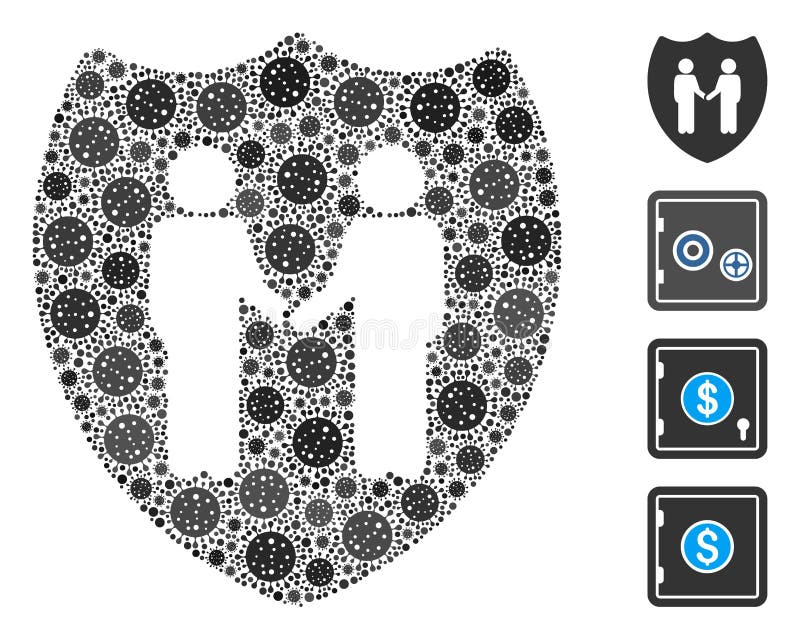 Trust Shield Collage of Covid Virus Icons Stock Illustration ...