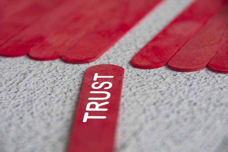 Trust Text on Red Wooden Stick Separated from the Rest of the Sticks ...