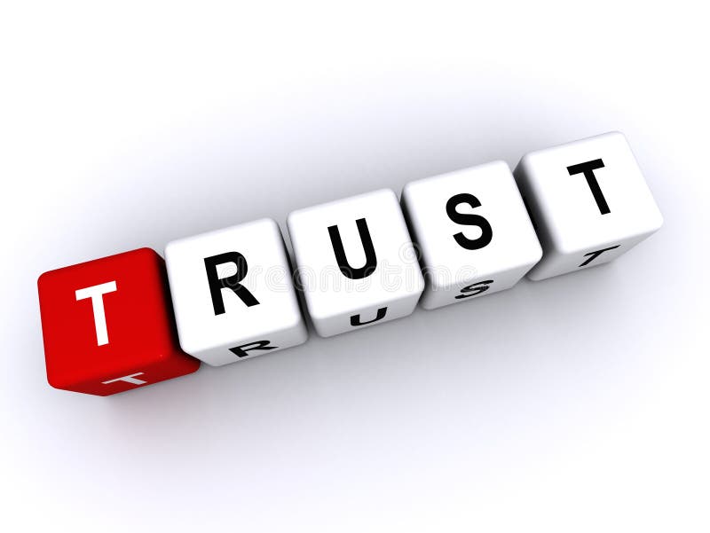 Trust word block on white stock illustration. Illustration of fidelity ...