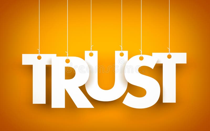 Trust - Word Hanging on Orange Background Stock Illustration ...