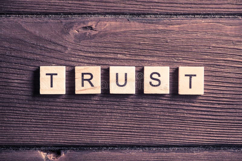 Trust Word of Wooden Elements Stock Photo - Image of trust, quality ...