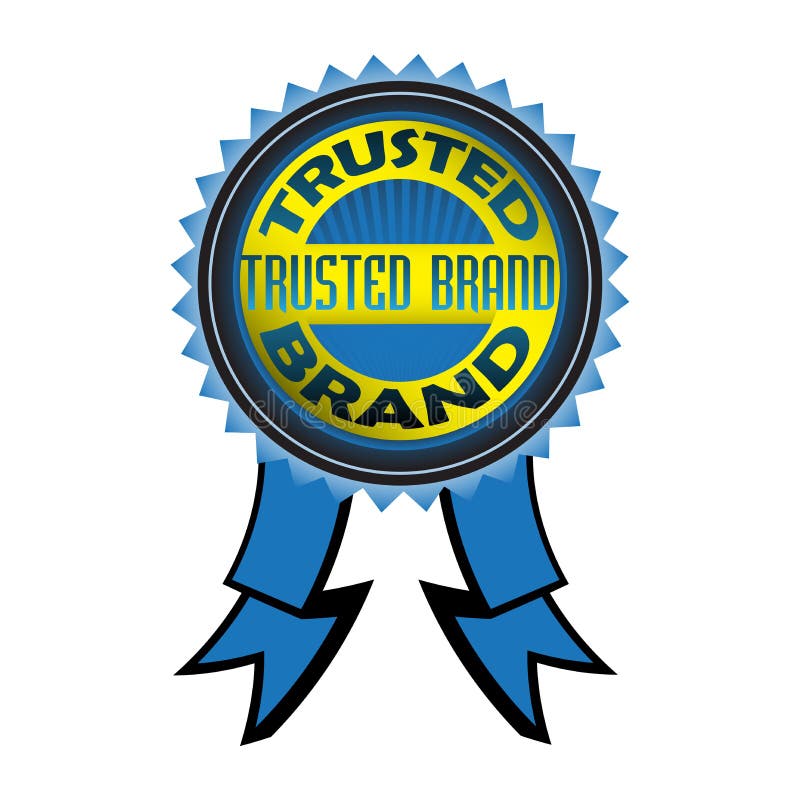 Trusted brand blue badge stock vector. Illustration of design - 20905971