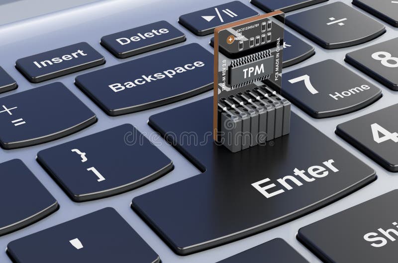 Trusted Platform Module, TPM on Laptop Keyboard, 3D Rendering Stock ...