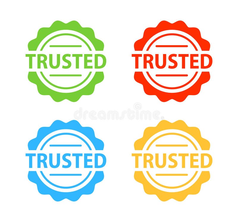 Trusted Stickers, Green and Black Label on White Background Stock ...