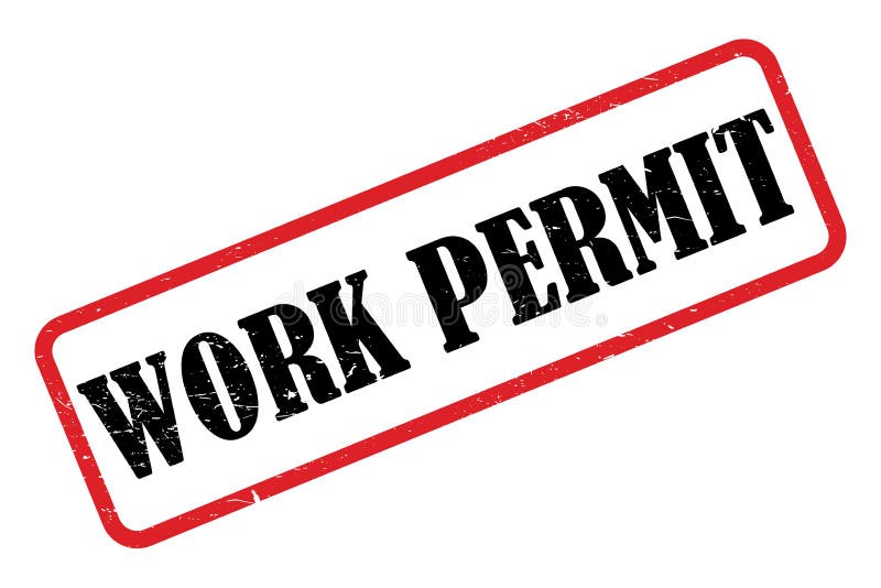 Work permit blue stamp stock illustration. Illustration of work - 97579333