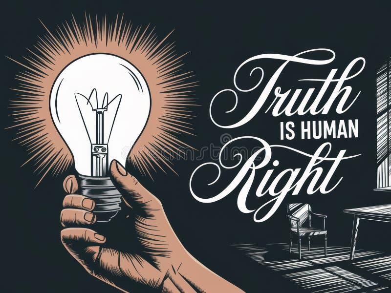 Truth and Human Rights Concept - Illuminated Light Bulb in Hand with ...