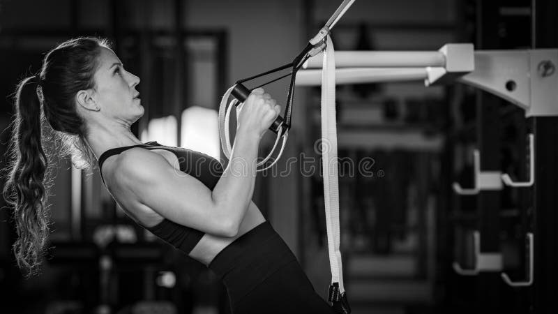 TRX Suspension Training Exercise in the Gym Stock Photo - Image of arms ...