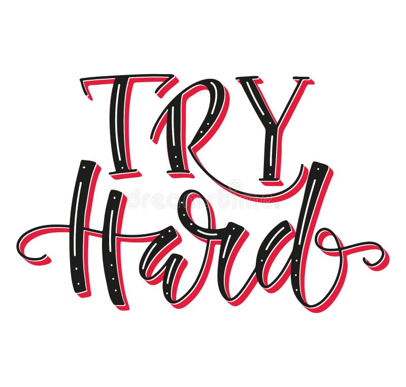 Try Hard Text with Dumbbell, Vector Illustration. Stock Vector ...