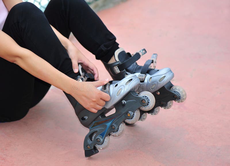 Try inline rollerblades stock image. Image of female - 27467515