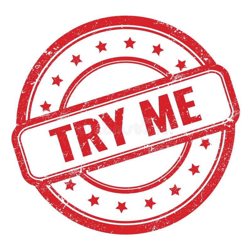 TRY ME Text on Red Grungy Vintage Round Stamp Stock Illustration ...