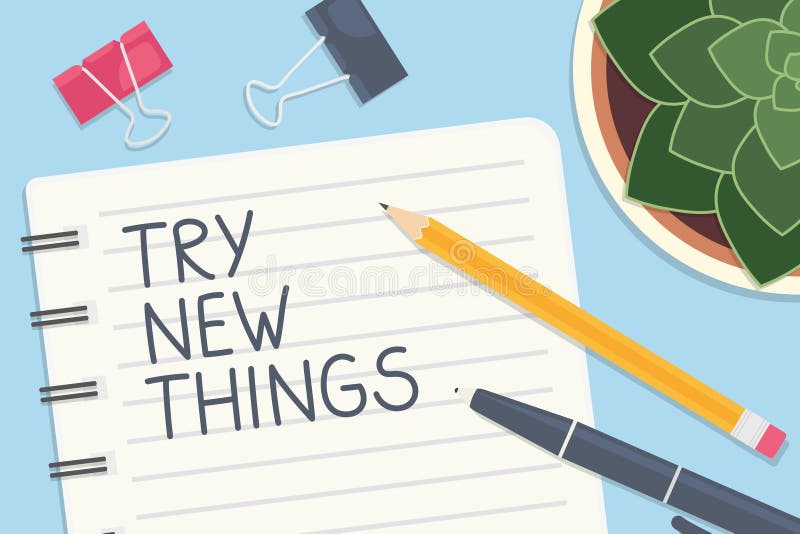 Try New Things Written on a Spiral Notebook Flat Lay Composition Stock ...