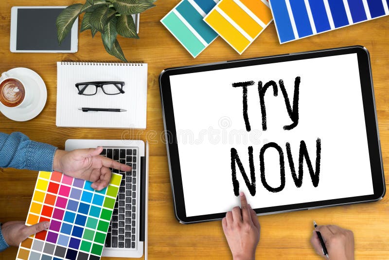 Try Now New Things Try it Just Try Stock Photo - Image of motivation ...