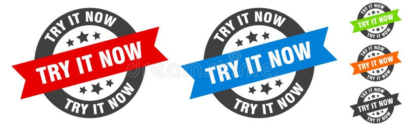 Try it Now Stamp. Try it Now Round Ribbon Sticker. Tag Stock Vector ...