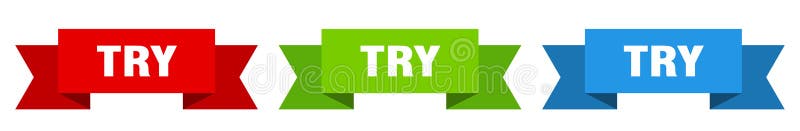 Try Ribbon. Try Isolated Paper Sign. Banner Stock Vector - Illustration ...