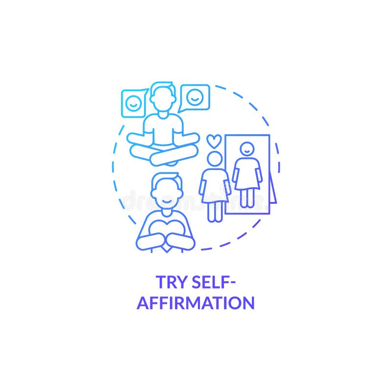Try Self-affirmation Blue Gradient Concept Icon Stock Vector ...