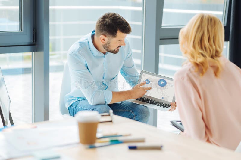 Competent Manager Explaining Working Diagram Stock Photo - Image of ...