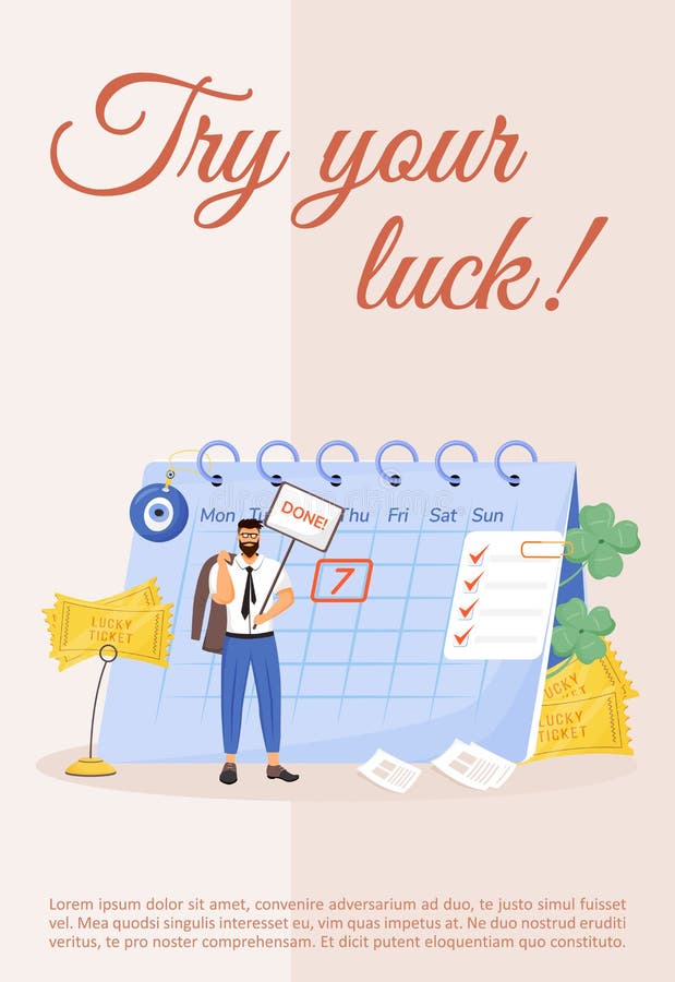 Try Your Luck Poster Flat Vector Template Stock Vector - Illustration ...