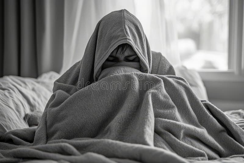 Trying To Hide from Problems while Living Under a Blanket. a Tired ...