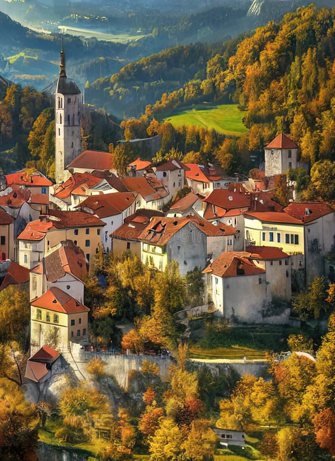 Trzin, Trzin, Slovenia. Generative AI. Stock Illustration ...